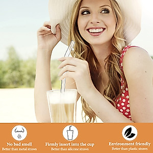 [12 Pcs] Reusable Glass Straws Shatter Resistant - Replacement Glass Straws for Stanley 40 oz 30 oz 20 oz Tumbler 12" x 10mm and 9" x 10mm Each Including 3 Straight and 3 Bent with 2 Cleaning Brush