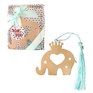 Cesdai Pack of 30 Metal Elephant Bookmarks Party Souvenirs for Guests,Elephant Theme Boy Baby Shower Favors Supplies,Bookmarks for Wedding,Birthday,Bridal Shower Party Favor Gift (30-Pack, Blue)