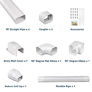 Pearwow 3" W 15Ft L Mini Split Line Set Cover Kit, Decorative PVC Tubing Cover for Ductless Mini Split AC,Heat Pumps Systems,Air Conditioner Lineset Cover,Mini Split Accessories