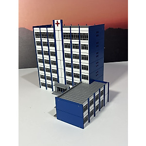 N Scale Railway Train Scene Hospital Model with Annex