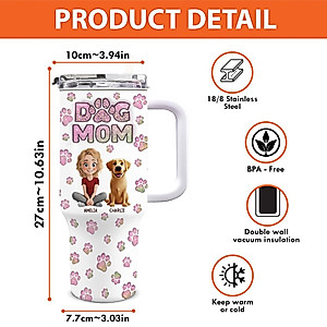 DOPTIKA Purrs and Wags, My Daily Joy, Dog Personalized 40 Oz Coffee Tumbler, Mothers Day Birthday Gift for Mom, Dog Lovers, Best Dog Mom Ever Gifts, Dog Lovers Gifts for Women (1 Dog)