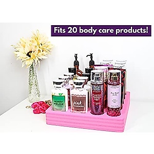 Polar Whale Lotion and Body Spray Stand Organizer Large Tray Pink Durable Foam Washable Waterproof Insert for Home Bathroom Bedroom Office 12.3 x 11.75 x 2 Inches 20 Slots