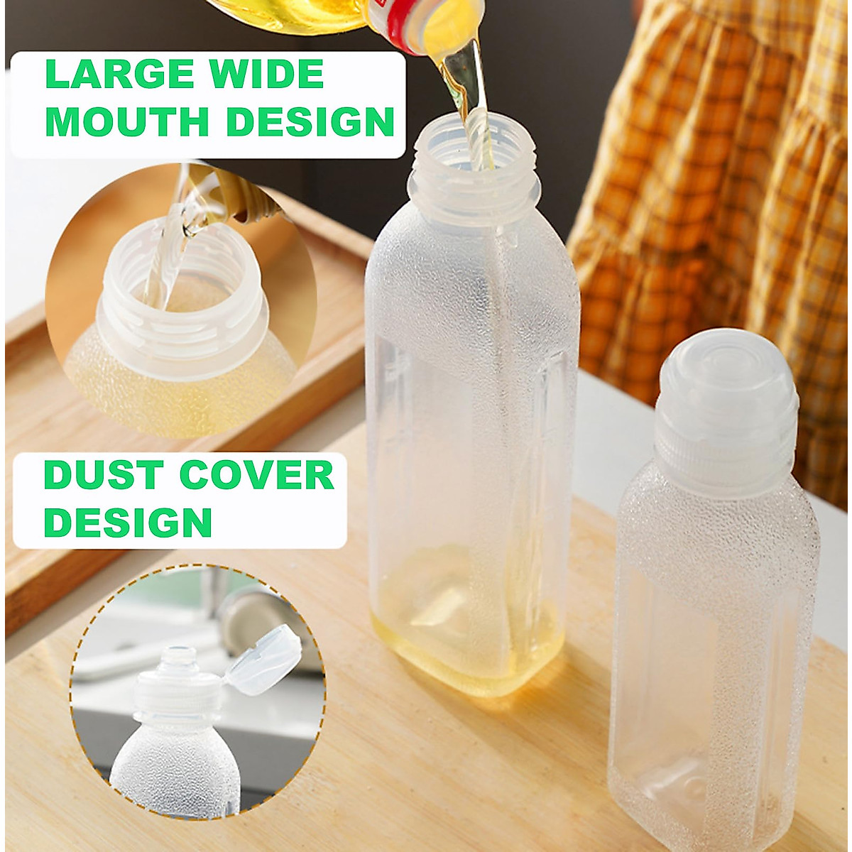 WAYDA Condiment Squeeze Bottles,6 Pack Squeeze Bottles for Sauces, Ketchup Salad Dressing Container, 17oz Plastic Bottles with Squeeze Top for Liquids, BBQ Sauce, Oil