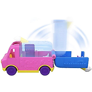 Polly Pocket Pollyville Transforming Ice Cream Truck with Ice Cream Flavor Display, Table, Chairs, Micro Polly Doll & Accessories