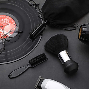 4 Pieces Hairdressing Brush Tools, Includes 2 Pieces Barber Blade Cleaning Brush Clipper Cleaning Nylon Brush and 2 Pieces Neck Duster Brush Hair Sweep Brush for Hair Styling, Black