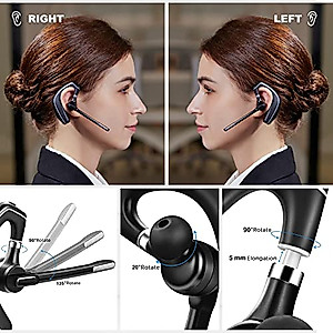 EKVANBEL Bluetooth Headset V5.1, Wireless Headset for Computer with 500mAh Charging Case, Bluetooth Earpiece with Noise Canceling Mic for Driving and Office. (USB-A Bluetooth Adapter Included)