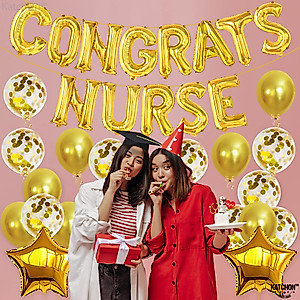 Katchon, Congrats Nurse Balloons Banner Set - 16 Inch, Pack Of 35 | Nurse Party Decorations, Nursing Graduation Decorations | Congratulations Nurse Balloons for Nurse Graduation Party Decorations