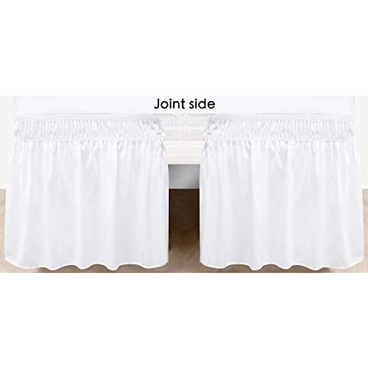 Biscaynebay Wrap Around Bed Skirts for Queen Beds 15 Inches Drop, White Elastic Dust Ruffles Easy Fit Wrinkle & Fade Resistant Silky Luxurious Fabric Solid Machine Washable