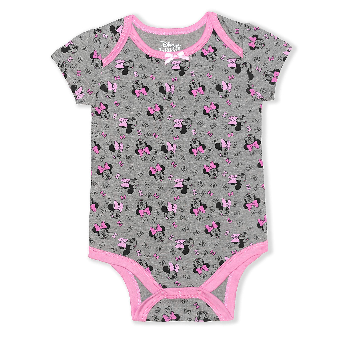 Disney Minnie Mouse Baby Girls’ Bodysuit 4 Pack with 0-12 Milestone Stickers Pack for Newborn and Infant