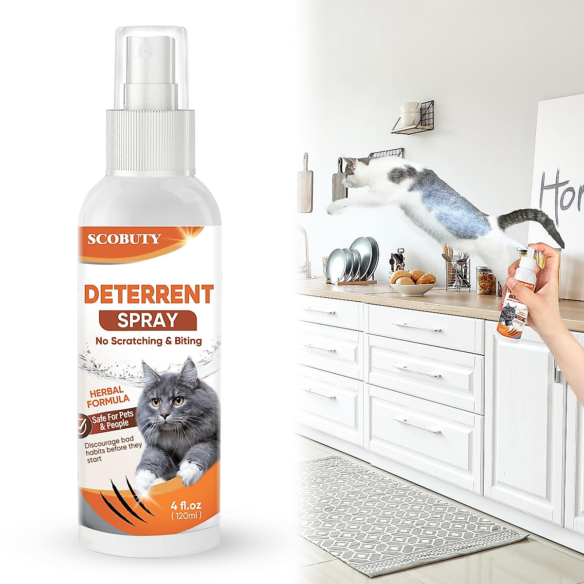 Cat Repellent Indoor, Cat Spray Deterrent, All Natural Bitter Dog Repellent Spray,Natural Effective Prevent Scratching Stay Away from Restricted Areas for Pet Behavior Training Indoor and Outdoor Use