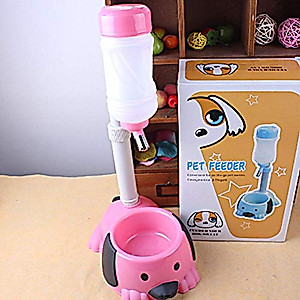 Ochine Pet Standing Water Dispenser Cat Dog Standing Bowl with Detachable Pole Automatic Feeding Water Height Adjustable Drinking Bottle Feeder for Small Cats Dogs