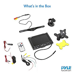 PYLE Vehicle Backup Camera for Car, 7 inch Monitor Reverse Camera, Stable Back Up Camera Systems for Car, rv License Plate Camera, Water Proof Night Vision, Rear View Camera Truck Camera