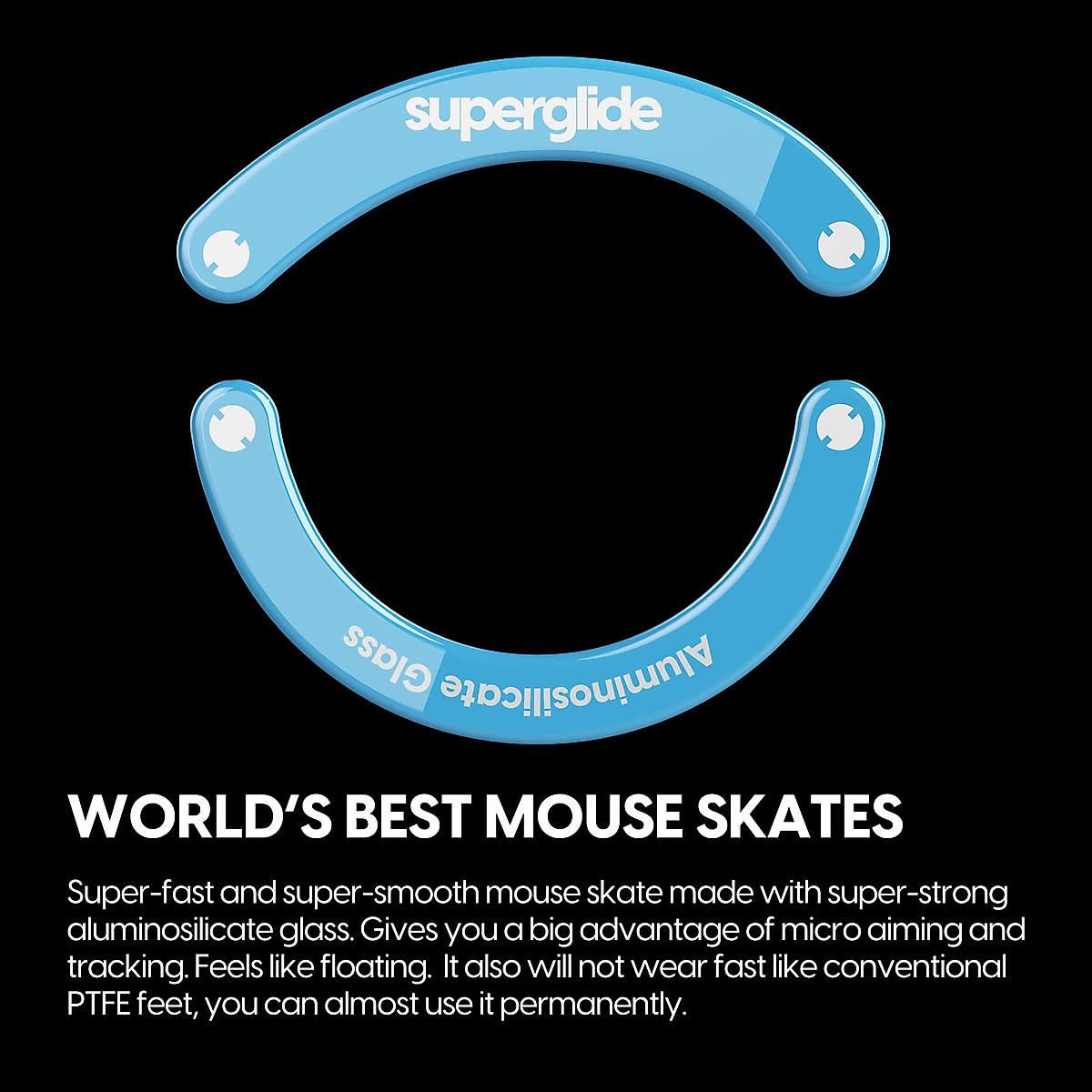 Superglide - Fastest and Smoothest Mouse Feet/Skates Made with Ultra Strong Flawless Glass Super Fast Smooth and Durable Sole for Logitech G703 / G603 / G403 [Blue]
