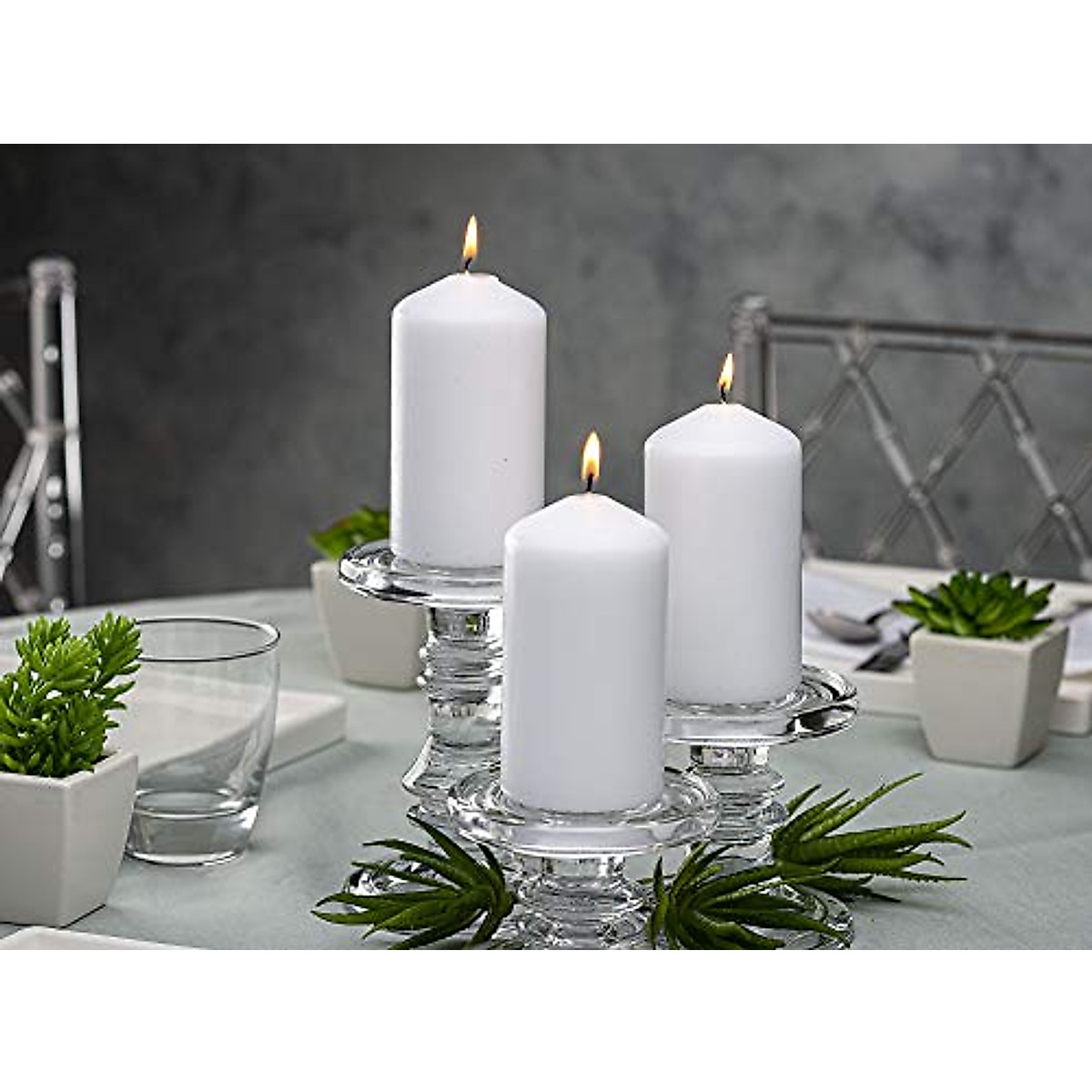 BOLSIUS Set of 6 White Pillar Candles - 3x6 inch Unscented 65 Hour Long Lasting Candles - Dripless Clean Burning Smokeless Dinner Candle - Perfect for Wedding Candles, Parties and Special Occasions
