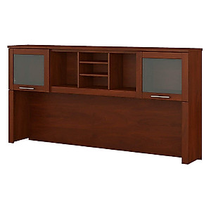 Bush Furniture Somerset 72W Desk Hutch in Hansen Cherry, Attachment with Shelves and Cabinets for Home Office
