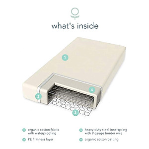 Naturepedic Organic Baby Crib Mattress - Classic 150 Coil 2-Stage Infant & Toddler Mattress - Waterproof Baby Bed Mattress for Crib - Non-Toxic Standard Baby Crib Mattress