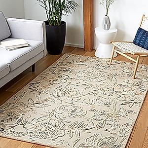 SAFAVIEH Trace Collection 4' x 6' Beige/Grey TRC803B Handmade Medallion Premium Wool Entryway Living Room Foyer Bedroom Accent Rug