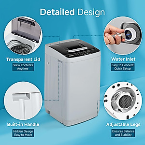 Feelfunn Portable Washing Machine - 1.03Cu.ft/8.8lbs Capacity, Fully Automatic Portable Washer with Drain Pump, 10 Programs and LED Display - Portable Washer Dryer Combo for Apartment Home Dorm RV