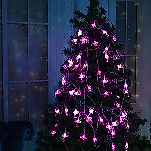 Battery String Lights Pink Crystal Flamingo Lights 30.5ft 60 LED Waterproof Outdoor String Lights, 8 Lighting Modes Battery Twinkle Lights, Patio Garden Wedding Christmas Flamingo Party Decorations
