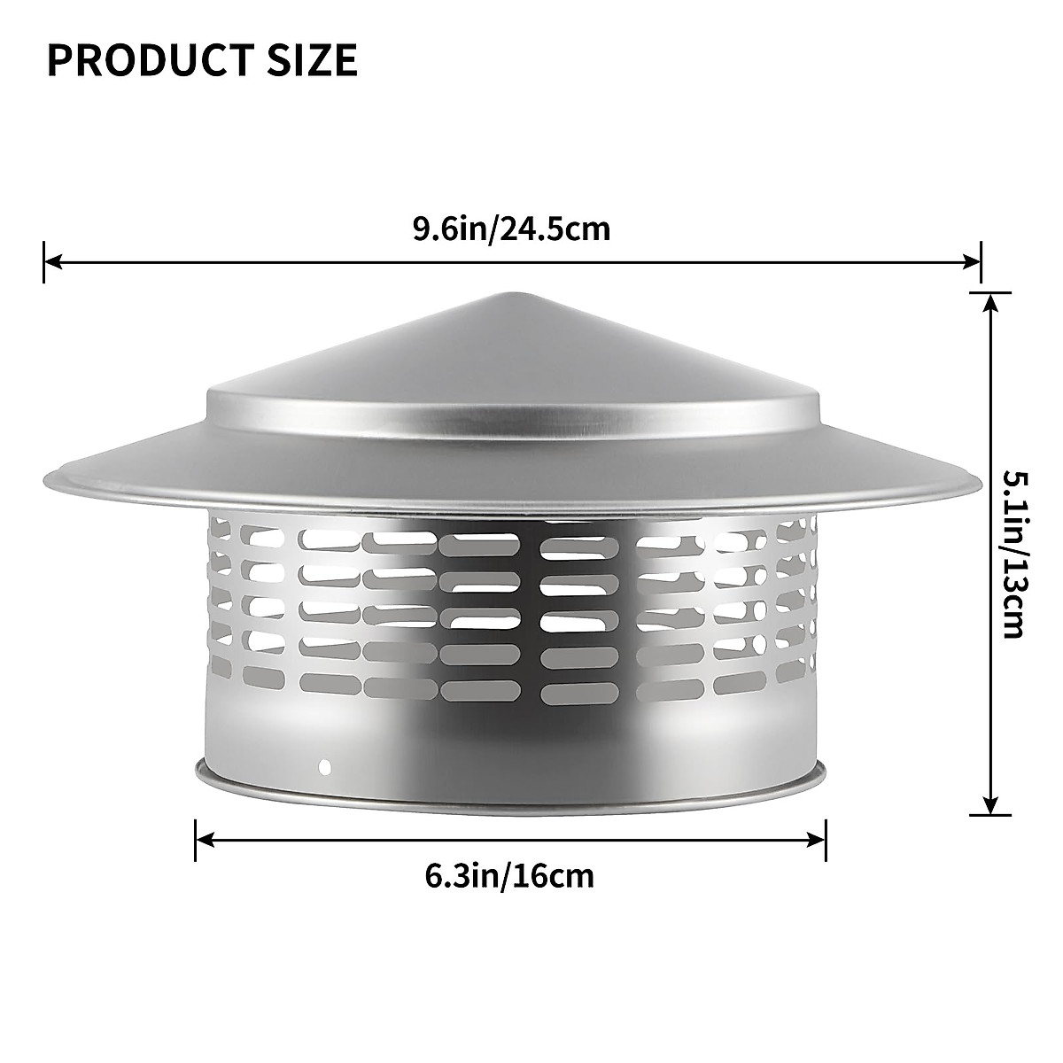 Singvon 6 Inch Round Chimney Cap, 304 Stainless Steel Chimney Cover with Screen, Stove Pipe Chimney Cap, Silver