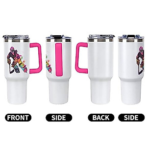 Ice Hockey Goalie Girl Watercolor Insulated Tumbler with Lid And Straw Stainless Steel Travel Coffee Mug 40oz Light Rose Red-style