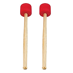 AUEAR, 2 Pack Bass Drum Mallets Sticks Red Foam Mallet with Wood Handle for Percussion
