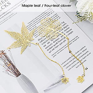 6 Pack Metal Bookmarks with Chain, Lefiocky Bookmark Golden Hollow Art Beautiful Design for Book Lover, Reading Books, Students, Teachers, Man, Woman, Kids
