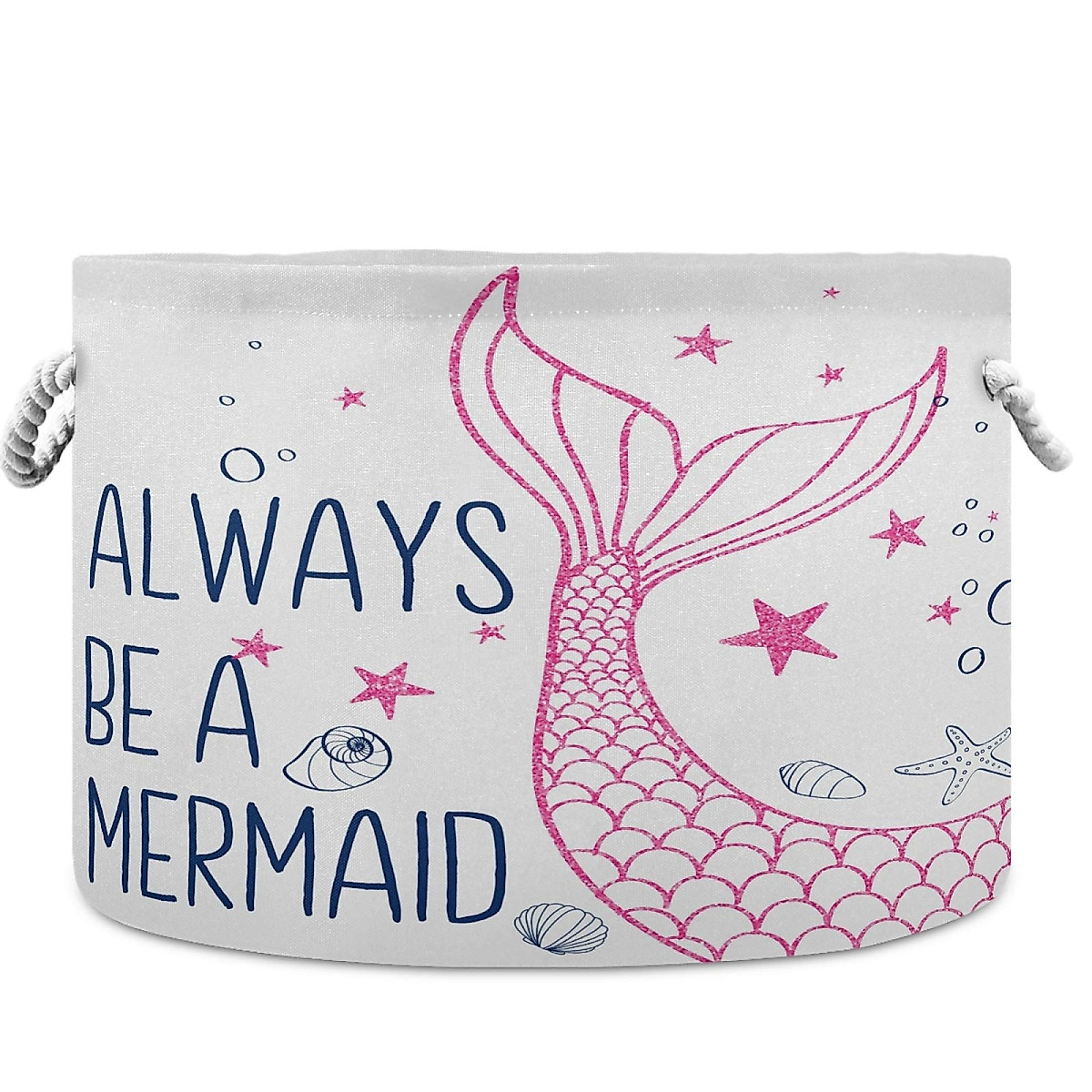 visesunny Storage Basket Mermaid Tail Nursery Hamper Basket Clothes Toy Storage Organizer Bin Box Collapsible Laundry Bag for Kid Room,Playroom,Bathroom,Living Room,Dorm,Office