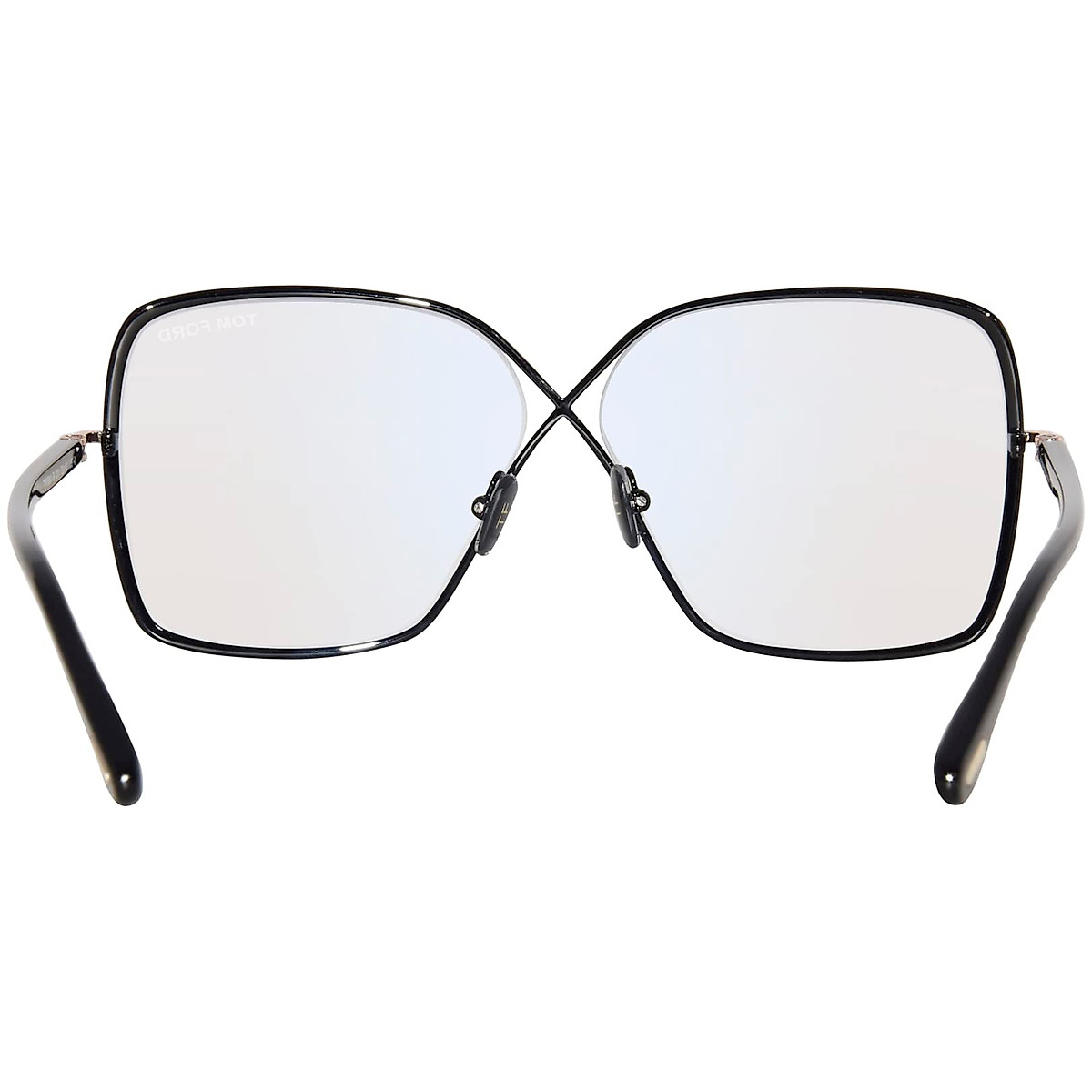 Tom Ford Eyeglasses FT 5841 -B 001 Shiny Black, t Logo/Blue Block Lenses