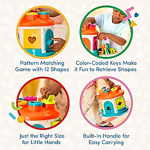 Battat – Shape & Color Sorting Toy – Developmental Toy – Pattern Matching Game – Color-Coded Keys – 2 Years + – Shape Sorter House