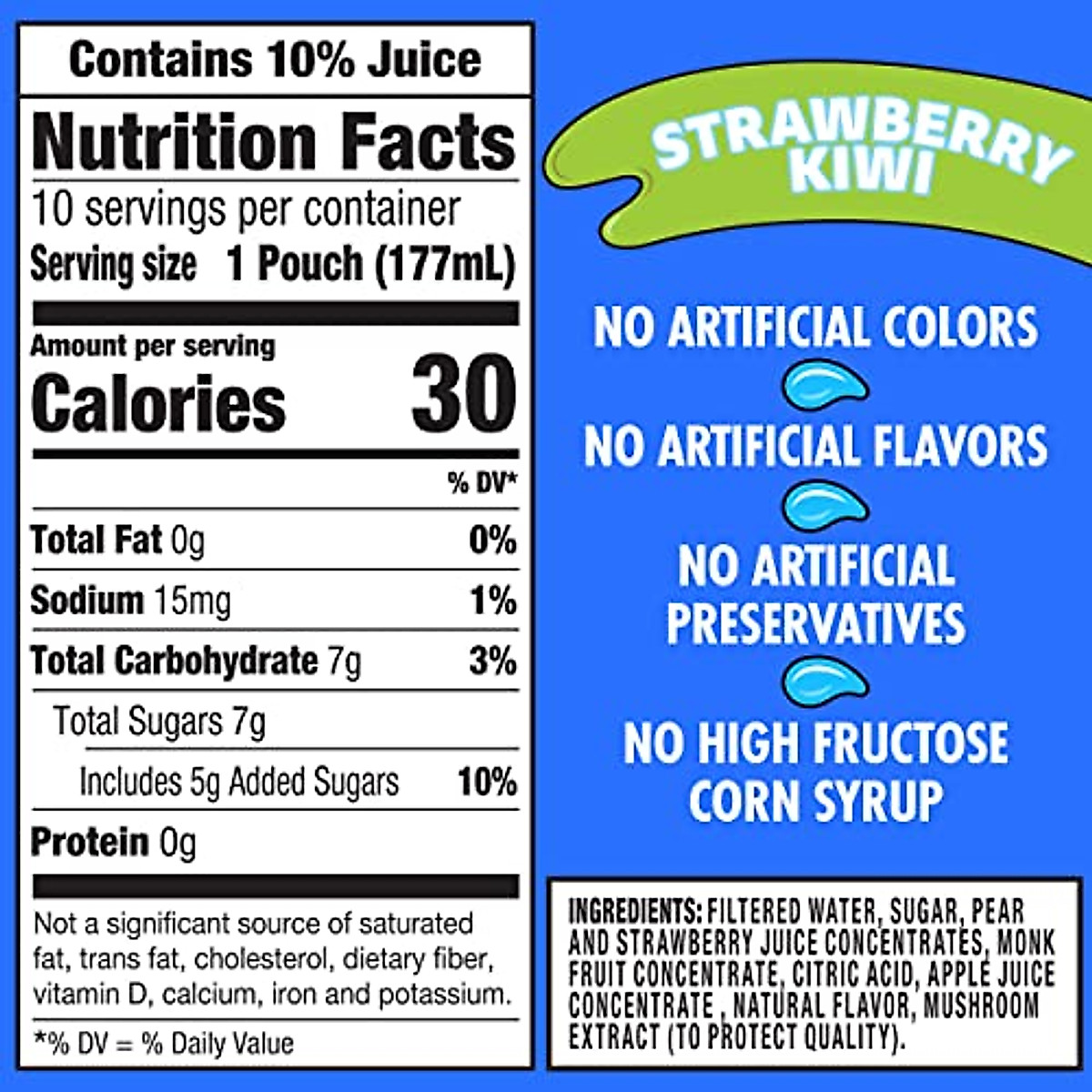 Capri Sun Strawberry Kiwi Naturally Flavored Kids Juice Drink Blend (10 ct Box, 6 fl oz Pouches)