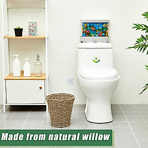 Hushee 4 Pcs Seagrass Wicker Waste Basket Woven Rattan Trash Can Boho Waste Paper Trash Bin Garbage Cans for Bedroom Kitchen Bathroom Offices Home, Brown