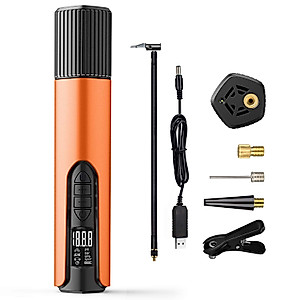 AirXwills Electric Bike Pump - 150 Psi Tire Inflator Portable Air Compressor Inflater, Air Pump with Digital Pressure Gauge 2000mAh Battery LED Light, for Car Bicycle Tires.