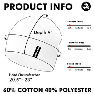 EMPIRELION 9" Multifunctional Lightweight Beanies Hats, Running Skull Cap Helmet Liner Sleep Caps for Men Women (Light Grey Mel., 1)