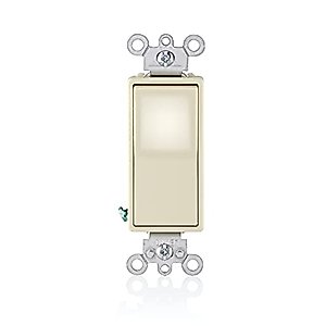 Leviton L5614-2T 15 Amp, 120/277 Volt, Decora LED Illuminated Rocker Single 4-Way AC Quiet Switch, Residential Grade, Grounding, Light Almond