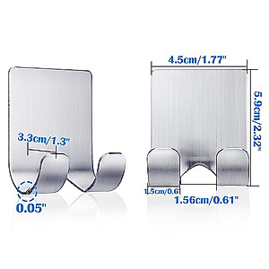 Fotosnow Razor Holder for Shower, Shaver Holder Hanger Wall Adhesive Shower Hooks Stand Stainless Steel Utility Hook Bathroom Kitchen Organizer-4 Packs