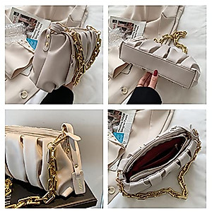 HAOOT Women’s Shoulder Bag Clutch Purse Evening Handbags Multipurpose Pleated Purses for Women (Khaki)