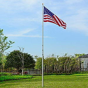 WeValor 20FT Telescoping Flag Pole Kit, Heavy Duty 16 Gauge Aluminum Outdoor In Ground Flag Poles with 3x5 USA Flag, for Residential or Commercial, Silver