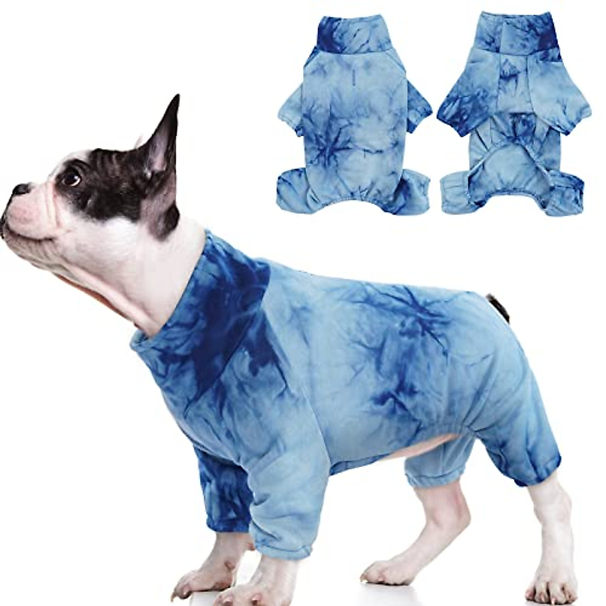 FUAMEY Dog Pajamas,Tie Dye Puppy Turtleneck Sweater,Dog Clothes for Small Dogs Girl Boy,Dog Outfits Sweatshirt for Medium Dogs,Sphynx Hairless Cat Onesies Shirts,Doggie Jumpsuit,Frenchie Jammies