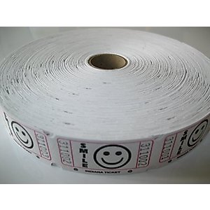 1 X 2000 White Smile Single Roll Consecutively Numbered Raffle Tickets