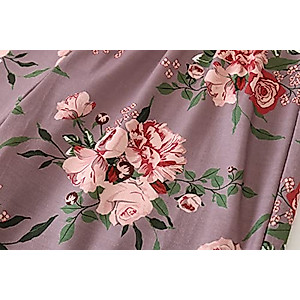 Vozanet Women's V Neck Sexy Pajama Sets Capri Sleepwear Floral Elegant Nighty 2PCS Plus Size S-3XL, Florals-Brown, XX-Large