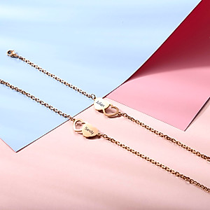 AOTXOXTOA Customized 2-3 Pieces Heart Bracelets Engraving Best Friendship Bracelet Set Stainless Steel Personalized Names for Sisters BFF Women Birthday Wedding Bridesmaid Gifts