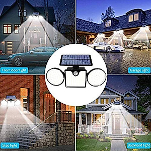 Fatpoom Solar Lights Outdoor 260 LED Solar Powered Wall Lights with Motion Sensor Dual Head Spotlights IP65 Waterproof 360° Adjustable Solar Motion Lights Outdoor for Front Door Yard Garden (2 Pack)