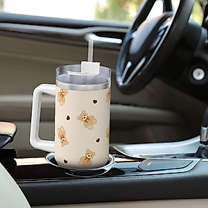 Teddy Bears Hearts 40oz Tumbler With Handle And Straw Insulated Tumblers Leak Proof Double Walled Stainless Steel Travel Mug pattern73