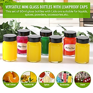 2oz Ginger Shots Bottles 12Pack- Portable Leakproof 2 oz Glass Jars with Lids- Glass Juice Shot Bottles with Caps for Wellness Shot(2 fl. oz, Set of 12)