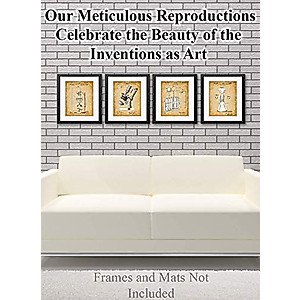 Original Science Lab Equipment Patent Prints - Set of Four Photos (8x10) Unframed - Makes Great Classroom Laboratory Decor and Gift Under $20 for Scientists Chemistry Decor