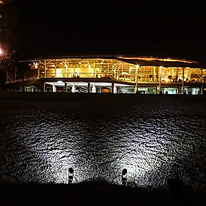 Mini 50X Twin Solar Spotlight (Cool White LED) Outdoor Waterproof Dimmable Dusk to Dawn for Garden Landscape Pathway Car Porch Entrance Lighting Uplight Downlight, Grey Finish