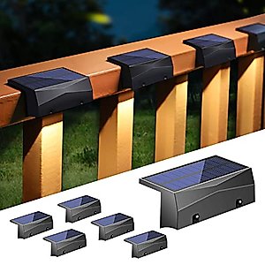 JOFIOS Solar Deck Lights Outdoor, 7 Colors Solar Step Lights LED Waterproof Solar Pool Side Lights Fence Lights Stair Light for Railing, Deck, Patio,Yard (6 Pack)