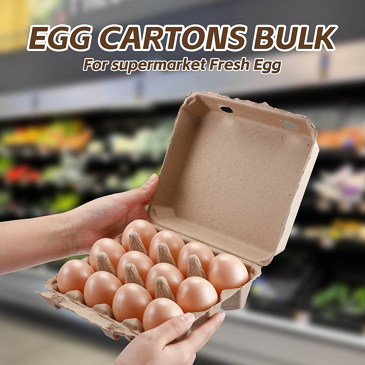 Zhanmai 100 Pack Egg Carton Bulk 12 Chicken Egg Carton Adorable Printed Design Farm Fresh Duck Egg Crate with 3 x 4 Holds Recycled Paper Cardboard Sturdy Reusable Egg Box Holder (Classic Style)
