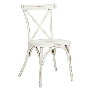 SAFAVIEH Outdoor Collection Elia Distressed White Stackable Chair (Set of 2)